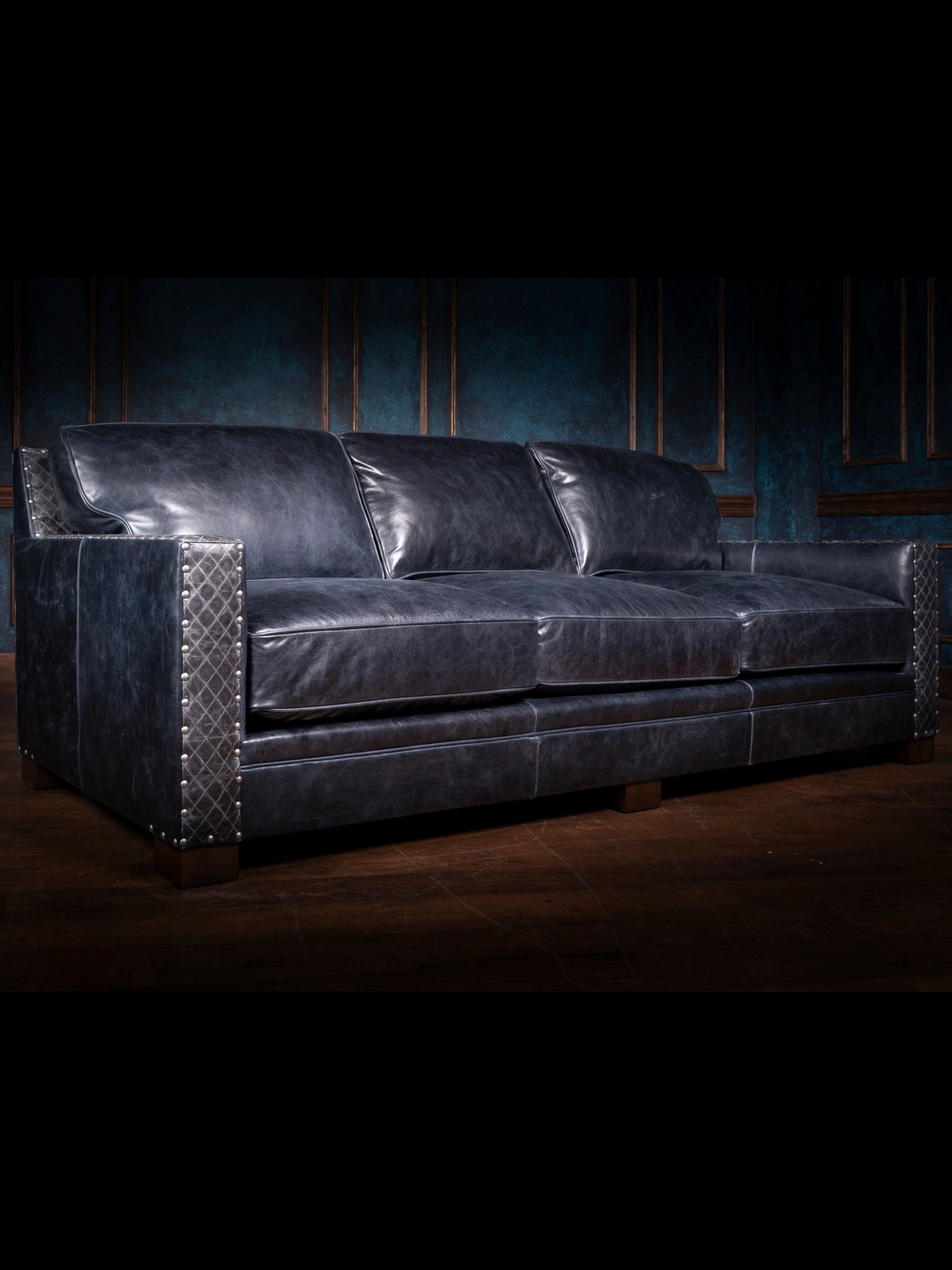 Blue Leather Couches | Handcrafted Western & Rustic Styles – Runyon's ...
