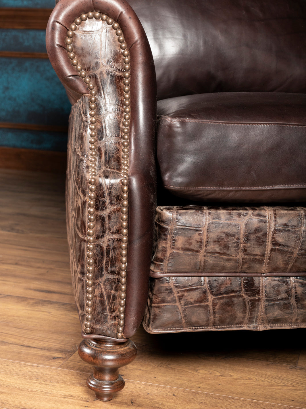 Chocolate Gator Leather Recliner – Rustic Western Luxury Chair – Runyon ...