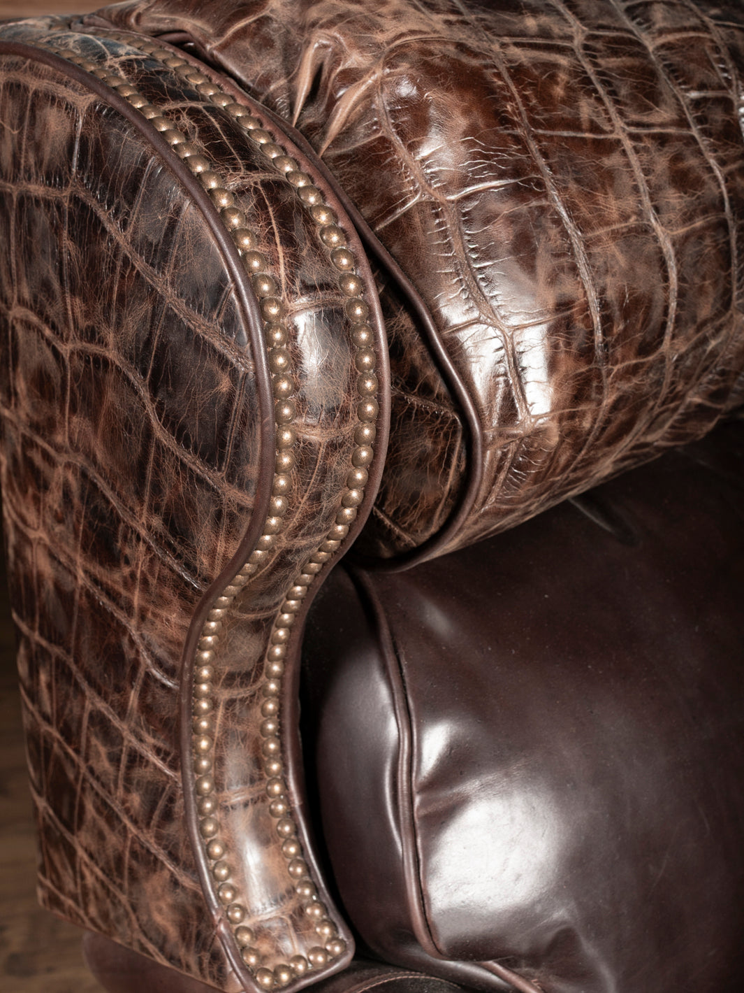 Chocolate Gator Leather Recliner – Rustic Western Luxury Chair – Runyon ...