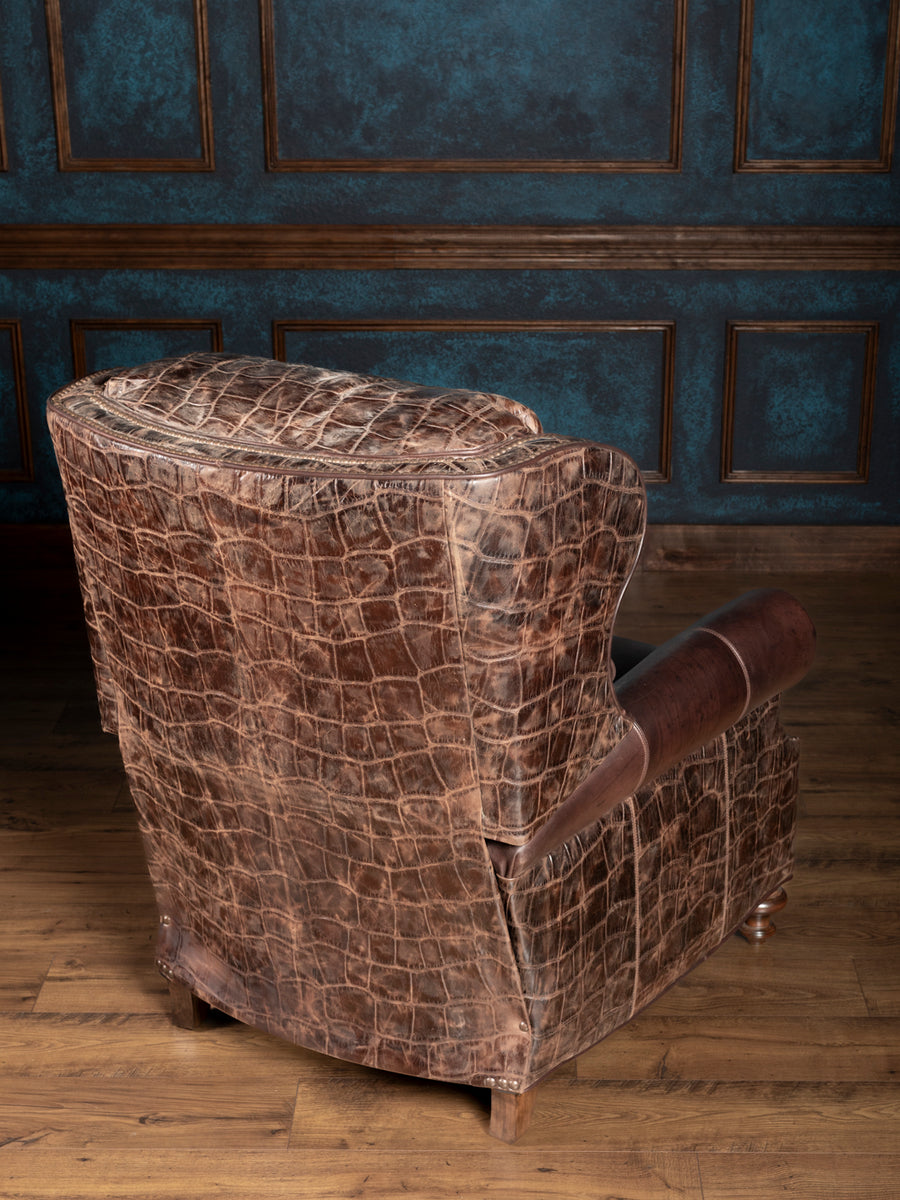 Chocolate Gator Leather Recliner – Rustic Western Luxury Chair – Runyon ...