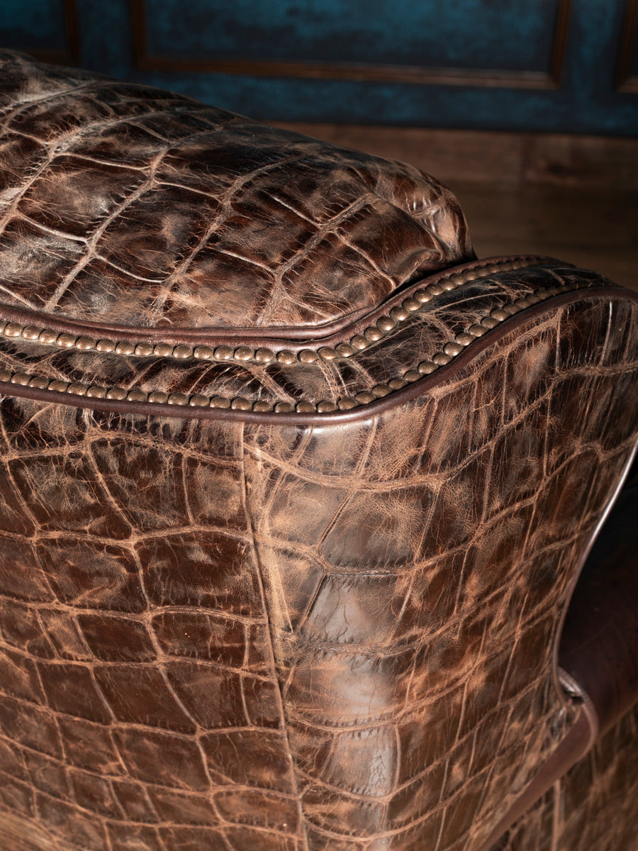 Chocolate Gator Leather Recliner – Rustic Western Luxury Chair – Runyon ...