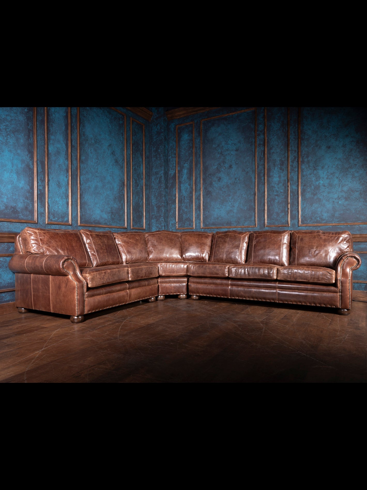 Custom Dark Rum Leather Sectional | Handcrafted Luxury Sofa – Runyon's ...
