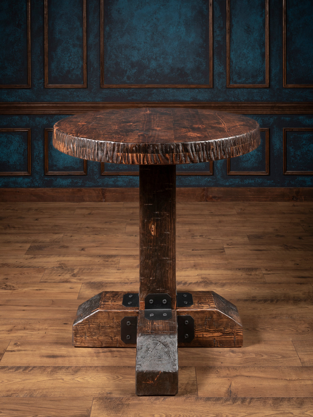 Knotty Alder Rustic Pub Table – Solid Round Bar Table | Rustic Home ...