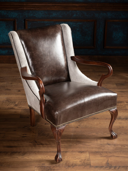 Vintage Mocha Leather Accent Chair – Western-Style, Handcrafted ...