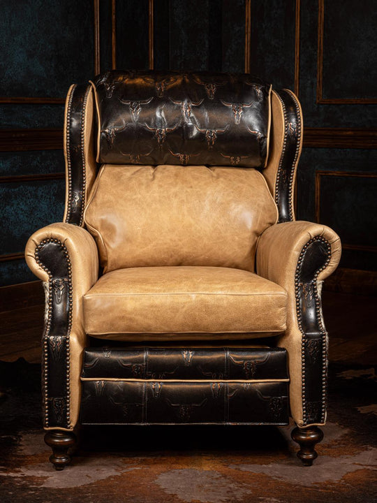 Tan Longhorn Embossed Cowhide Leather Recliner – Runyon's Fine Furniture