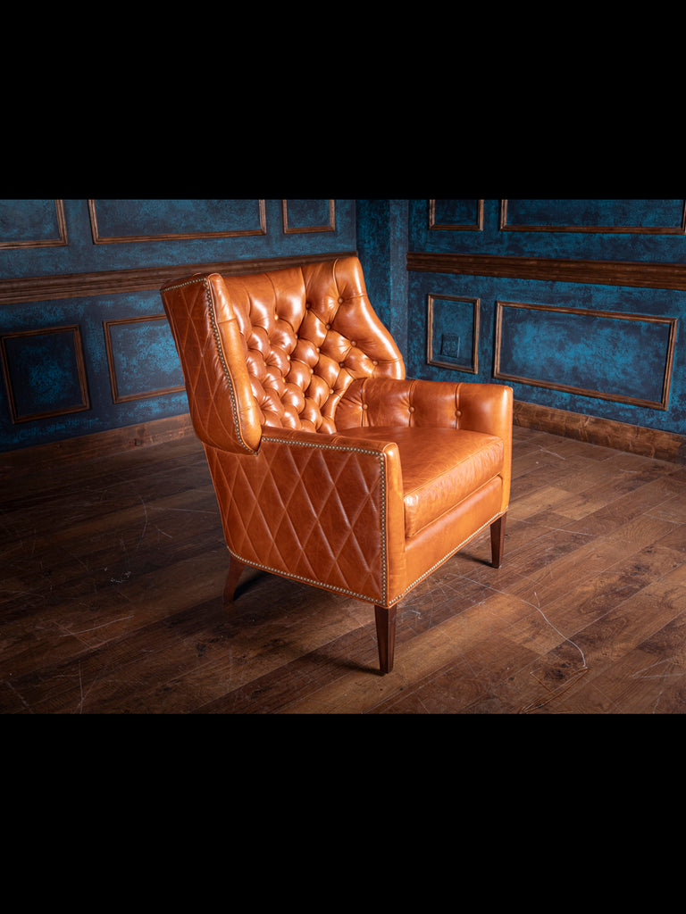 Tufted Caramel Leather Accent Chair