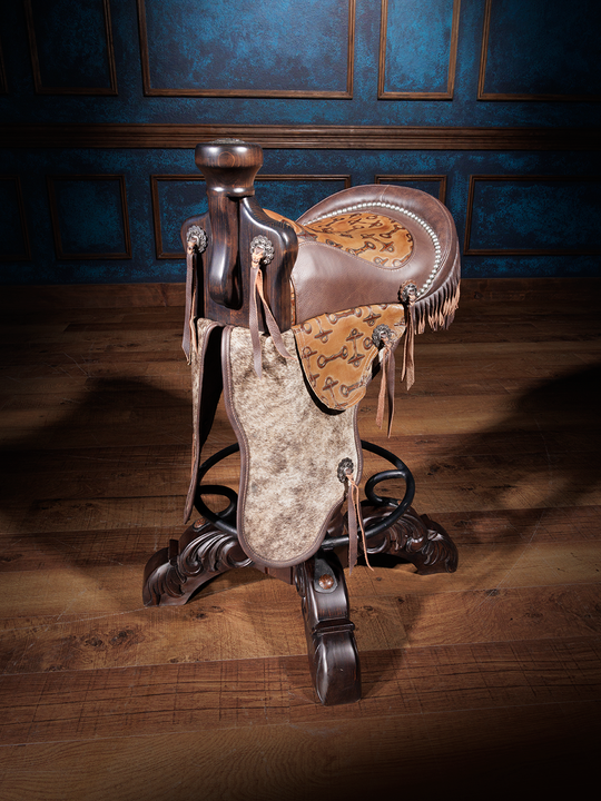 Iron Cattle Stud Saddle Bar Stool – Custom Western Leather & Cowhide ...