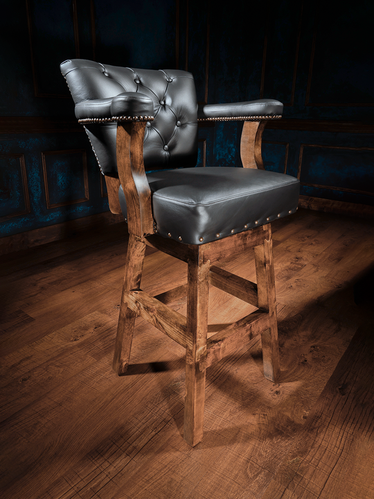 Midnight Cowboy Chisum Western Cowhide Leather Bar Stool – Runyon's ...