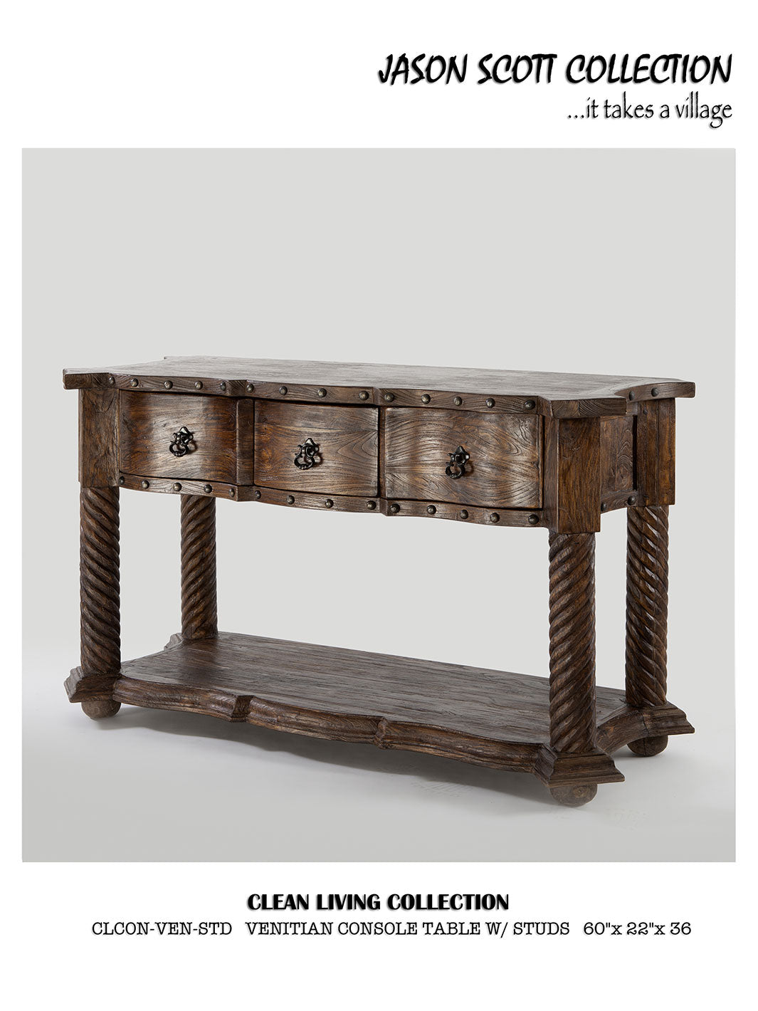 Jason Scott Venetian Console Table w/ Studs – Runyon's Fine Furniture